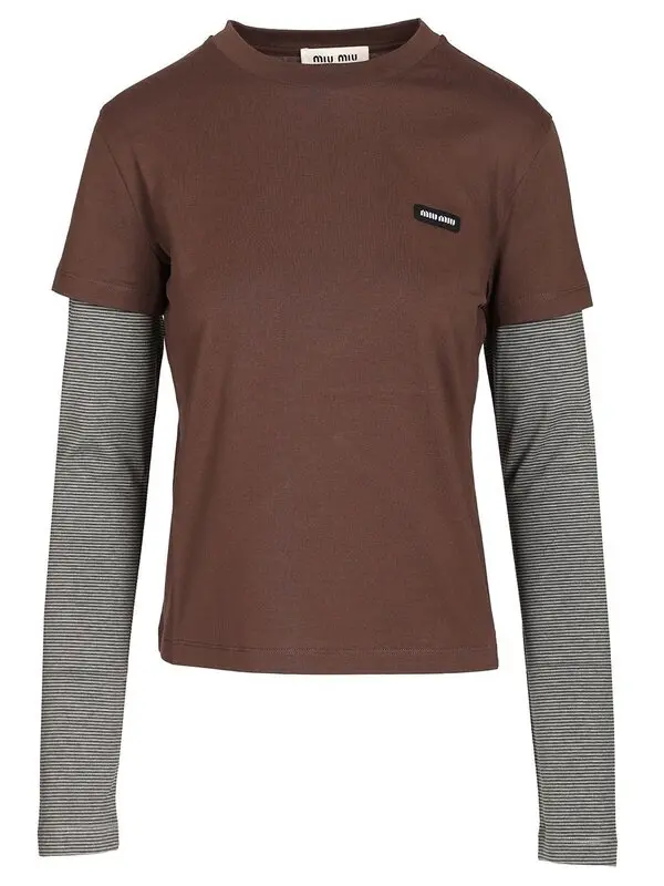 Miu Miu Long-sleeve Layered T-shirt - Brown