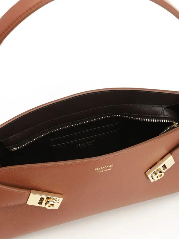 FERRAGAMO Hug Leather Shoulder Bag - Brown