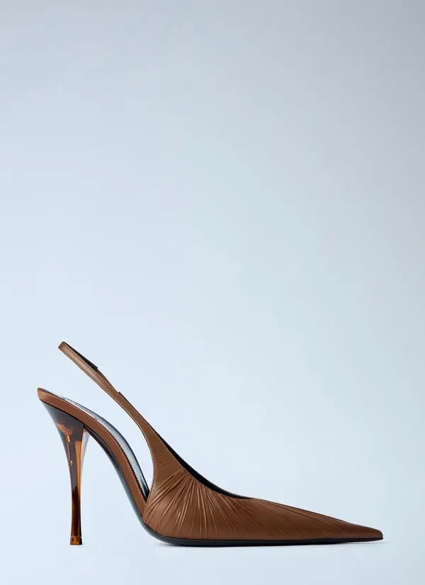 Saint Laurent Slingback Stiletto Heels - Brown