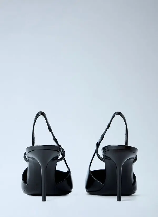 Saint Laurent Jeanne Slingback Pumps With Metal Cap Toe - Black