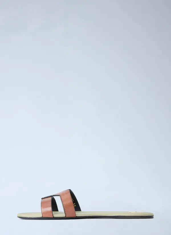 Saint Laurent Mabrouka Leather Slide Sandals