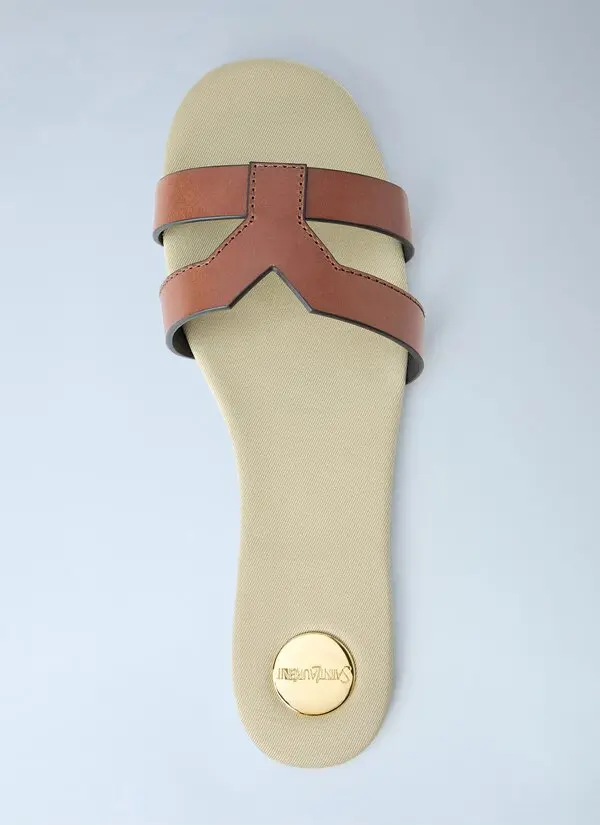 Saint Laurent Mabrouka Leather Slide Sandals