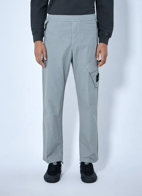 Stone Island Mid Rise Cargo Trousers With Elasticated Waistband - Gray