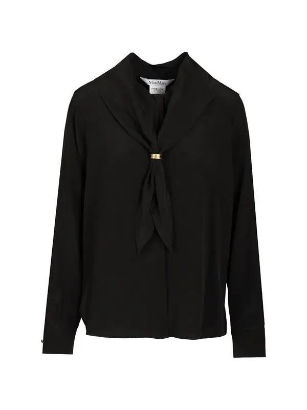 Max Mara Silk Shirt With Scarf Detail - Black