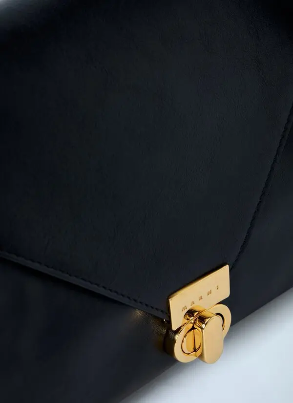 Marni East West Flap Closure Shoulder Bag - Black
