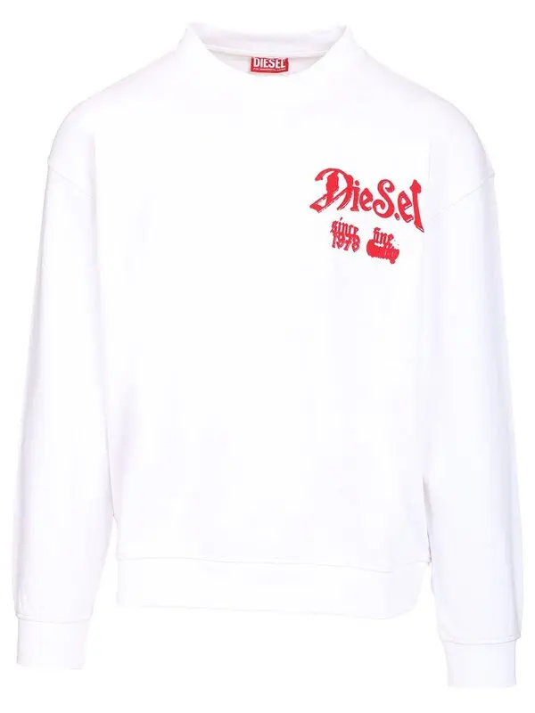 DIESEL® S-boxt-aa2 Cotton Sweatshirt With Graphic Print - White