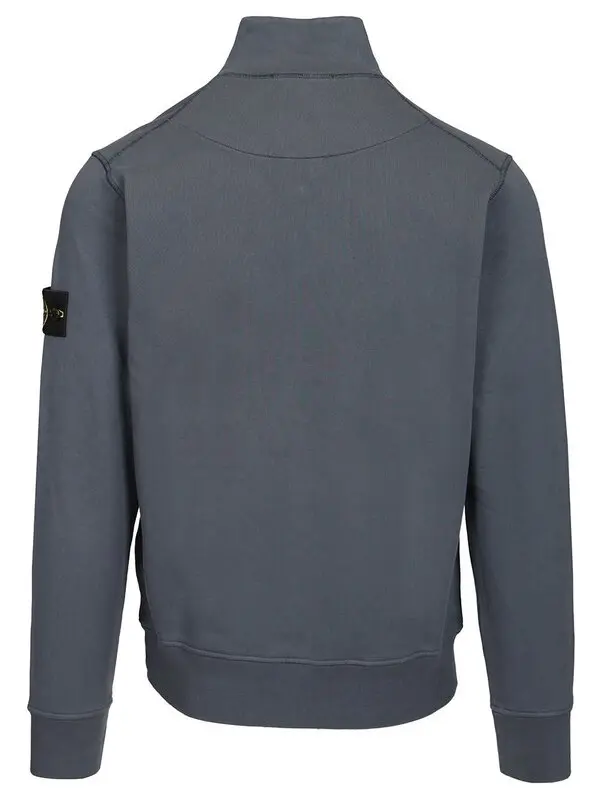 Stone Island Organic Cotton Half Zip Sweatshirt - Blue