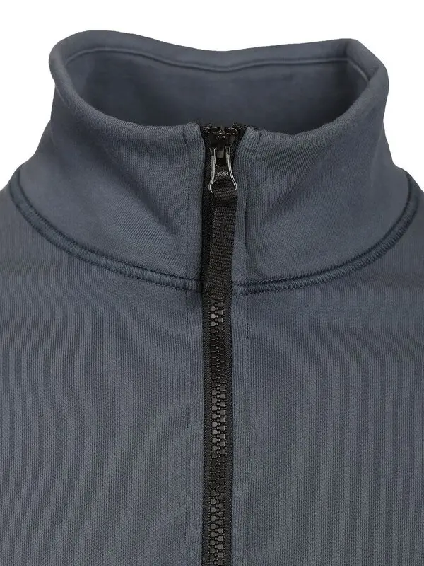 Stone Island Organic Cotton Half Zip Sweatshirt - Blue