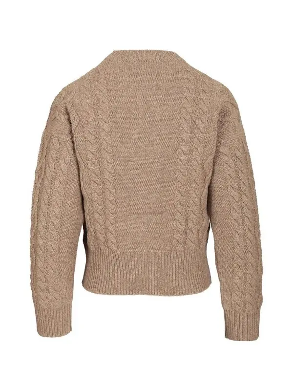 Max Mara Alben" Wool Sweater With Crew Neck And Ribbed Details - Cream