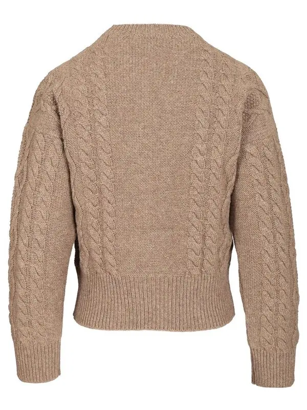 Max Mara Alben" Wool Sweater With Crew Neck And Ribbed Details - Cream