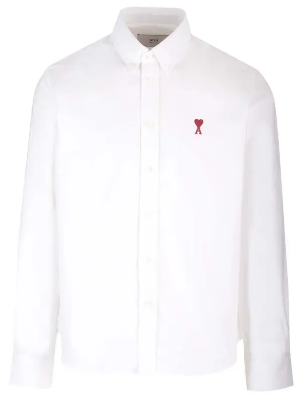 AMI Paris De Coeur Cotton Shirt - White