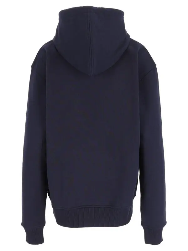 AMI Paris Cotton Hoodie With De Coeur Embroidery - Blue