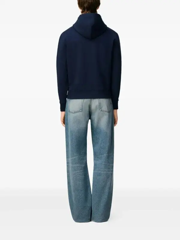AMI Paris Cotton Hoodie With De Coeur Embroidery - Blue