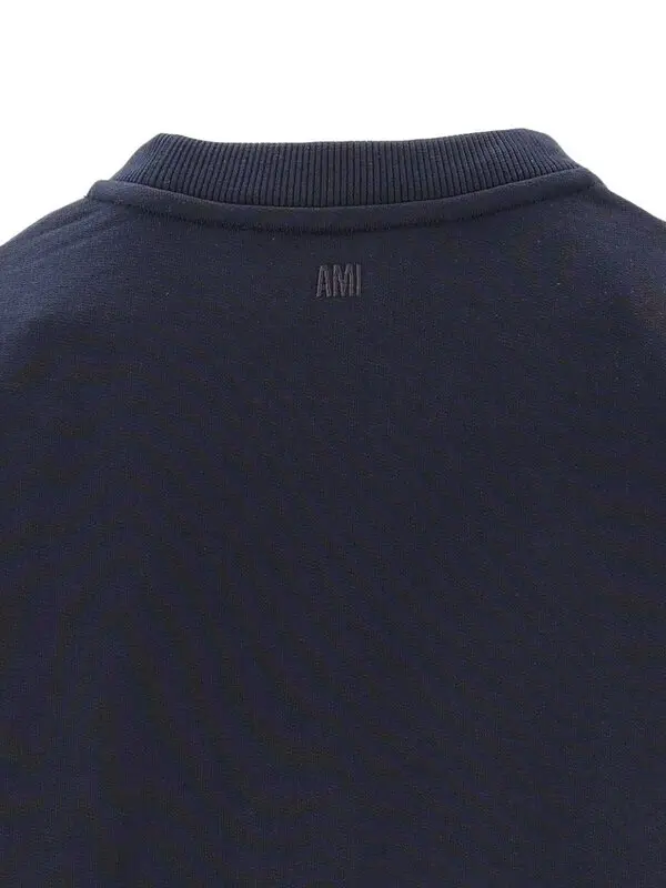 AMI Paris Crewneck Ribbed Sweatshirt With Embroidered Logo