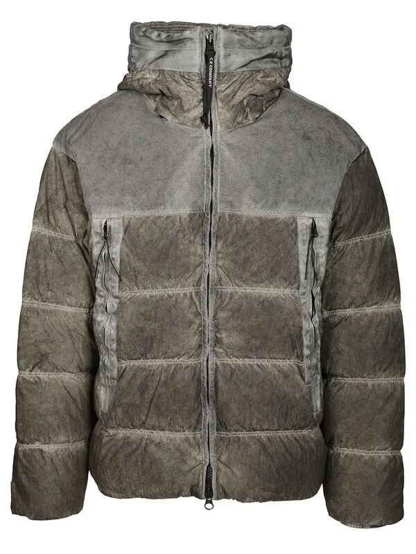 C.P. COMPANY Quilted Hooded Down Jacket - Black