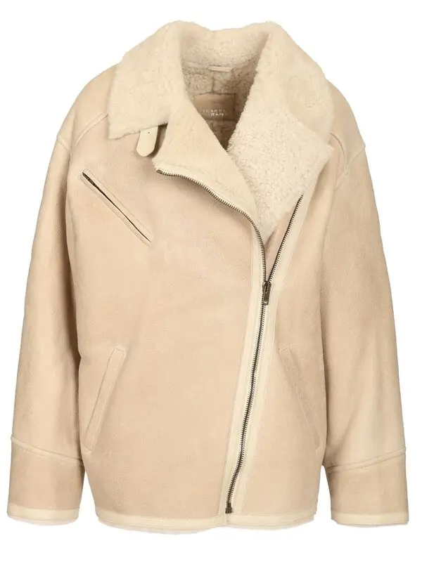 Isabel Marant Étoile Adelina Lamb Fur And Leather Jacket - White
