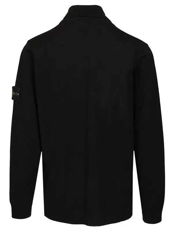 Stone Island Virgin Wool Turtleneck Sweater With Badge Detail