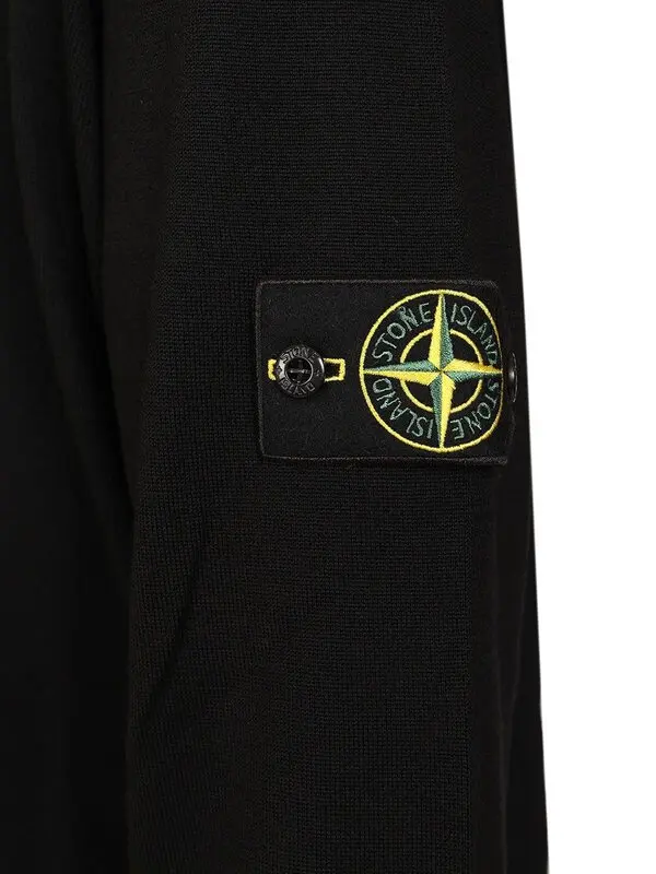 Stone Island Virgin Wool Turtleneck Sweater With Badge Detail