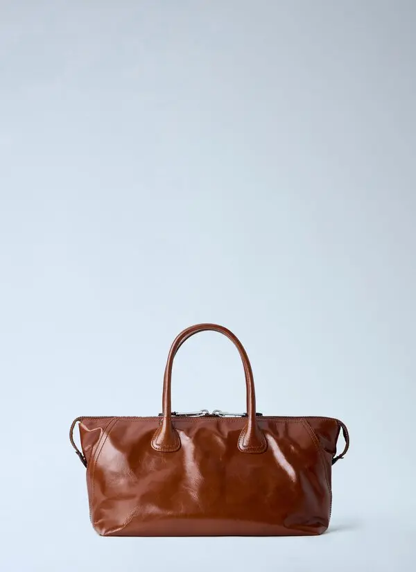 Miu Miu Leather Top Handle Bag With Detachable Shoulder Strap - Brown