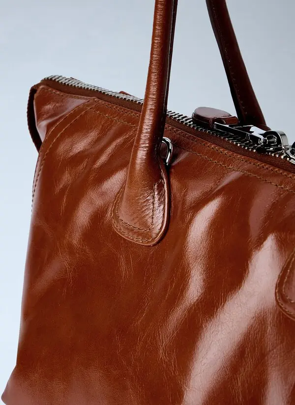 Miu Miu Leather Top Handle Bag With Detachable Shoulder Strap - Brown