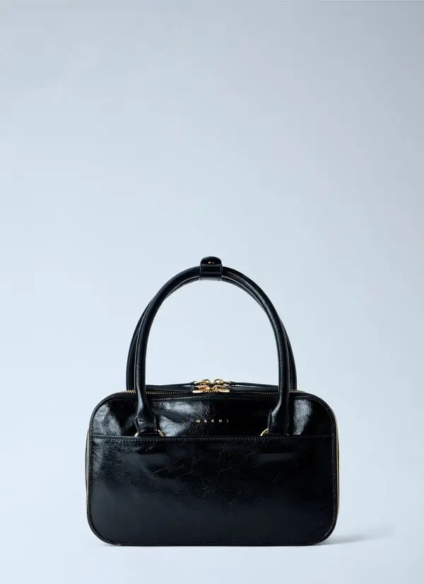 Marni Bauletto Small Leather Handbag - Black