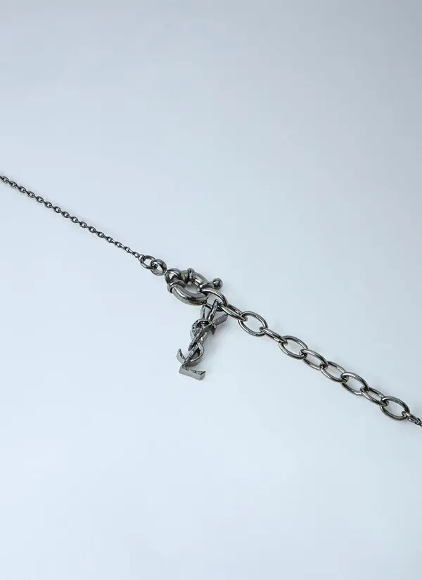 Saint Laurent Heart Shaped Pendant Necklace - Black