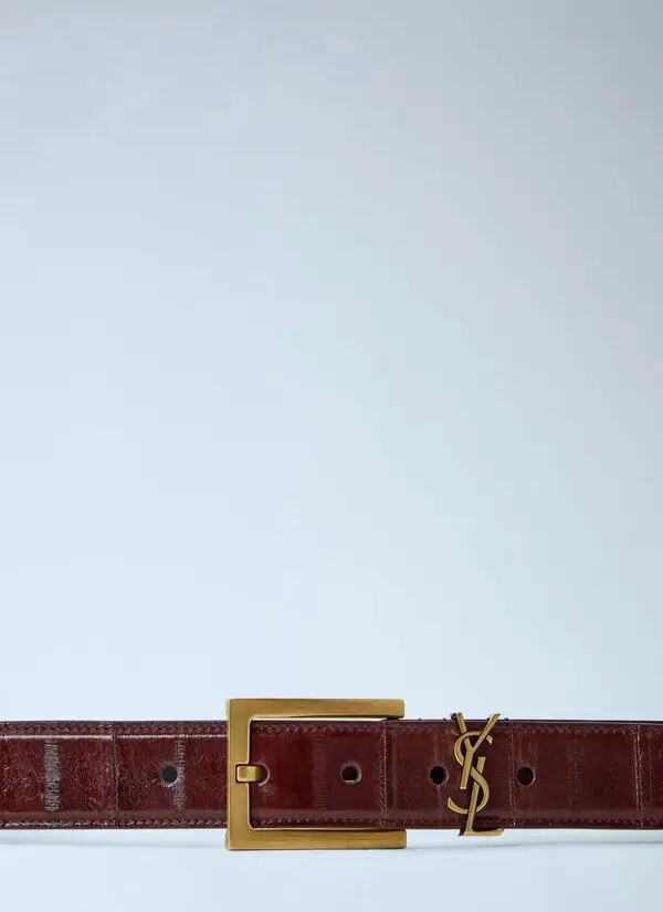 Saint Laurent Logo Buckle Leather Belt - Brown