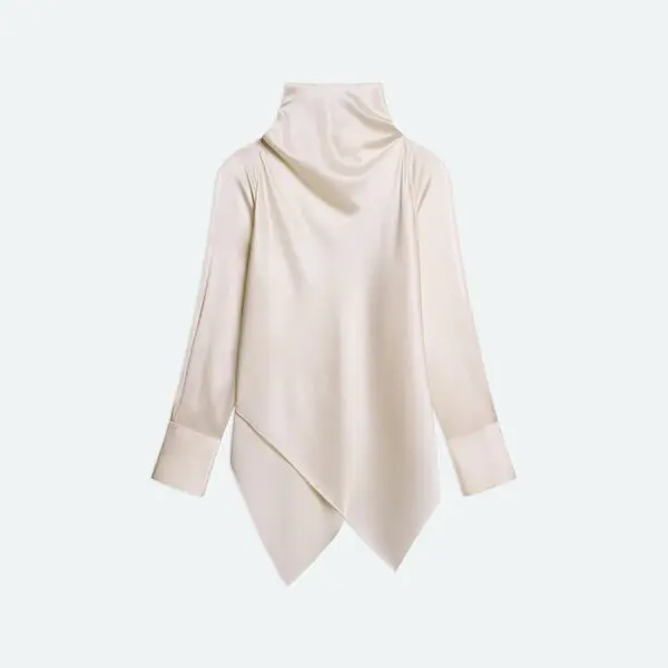 Helmut Lang Silk Tie-neck Long-sleeve Top - Ivory