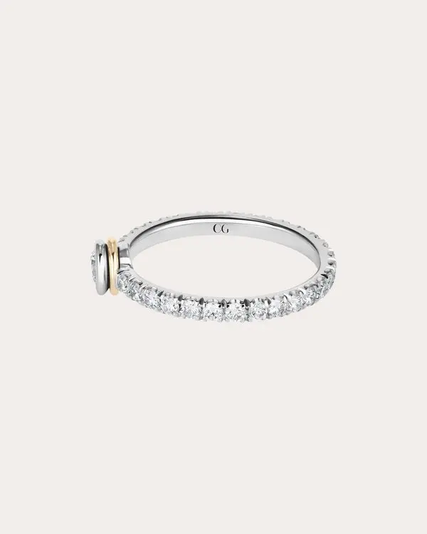 CHELSEA GABRIELLE Diamond & 18k White Gold Orbit Petite Ring 18k Gold