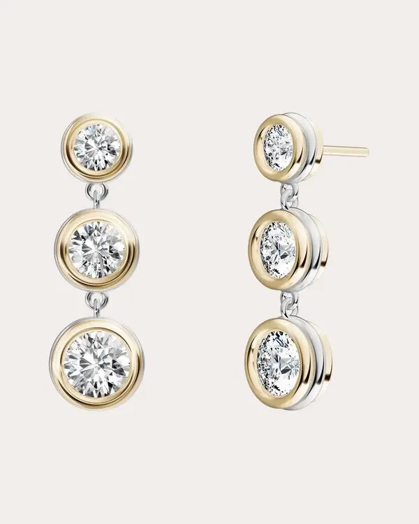 CHELSEA GABRIELLE Diamond Tether Solo Petite Drop Earrings - Gold