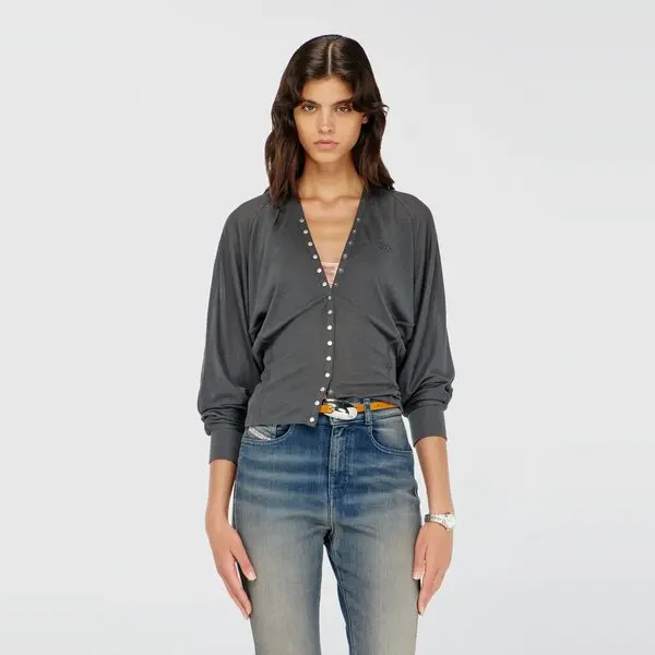 DIESEL® Tencel-blend Cardigan Top With Batwing Sleeves - Grey