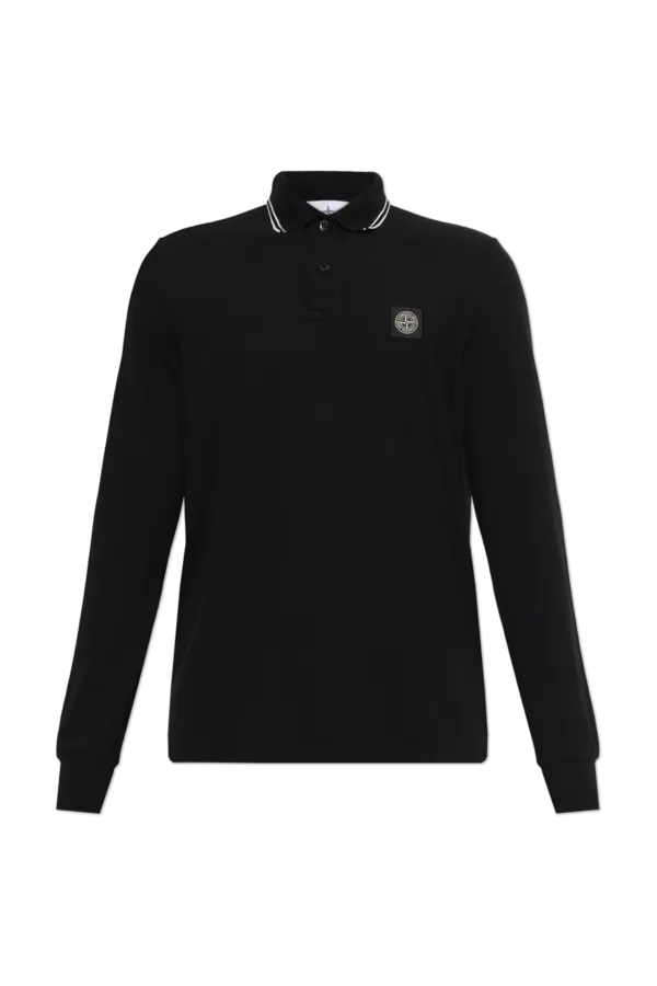 Stone Island Long Sleeve Polo - Black