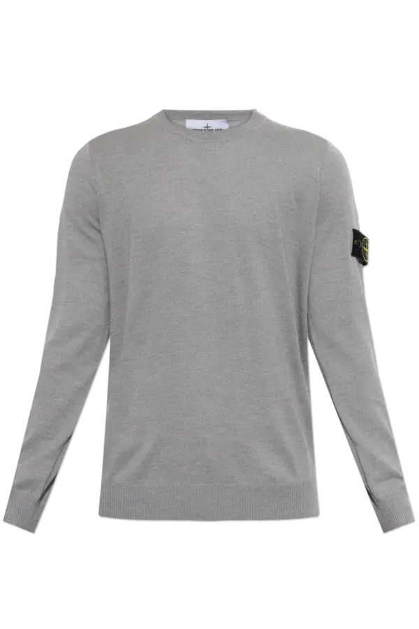 Stone Island Wool Crew Neck Sweater With Patch Detail