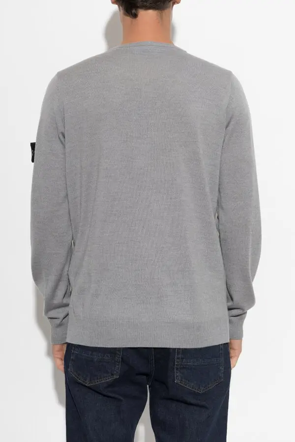 Stone Island Wool Crew Neck Sweater With Patch Detail