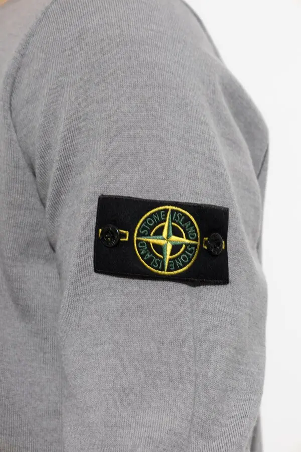 Stone Island Wool Crew Neck Sweater With Patch Detail