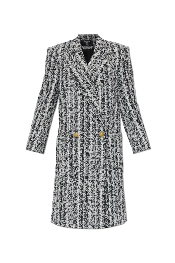 Balmain Double-breasted Coat With Pockets - Black