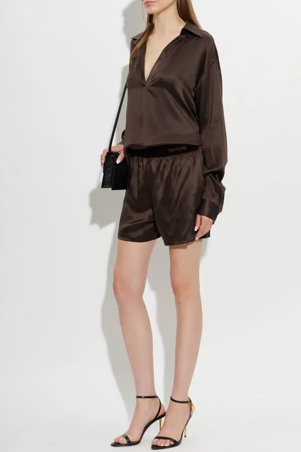 TOM FORD Silk Top With Long Sleeves