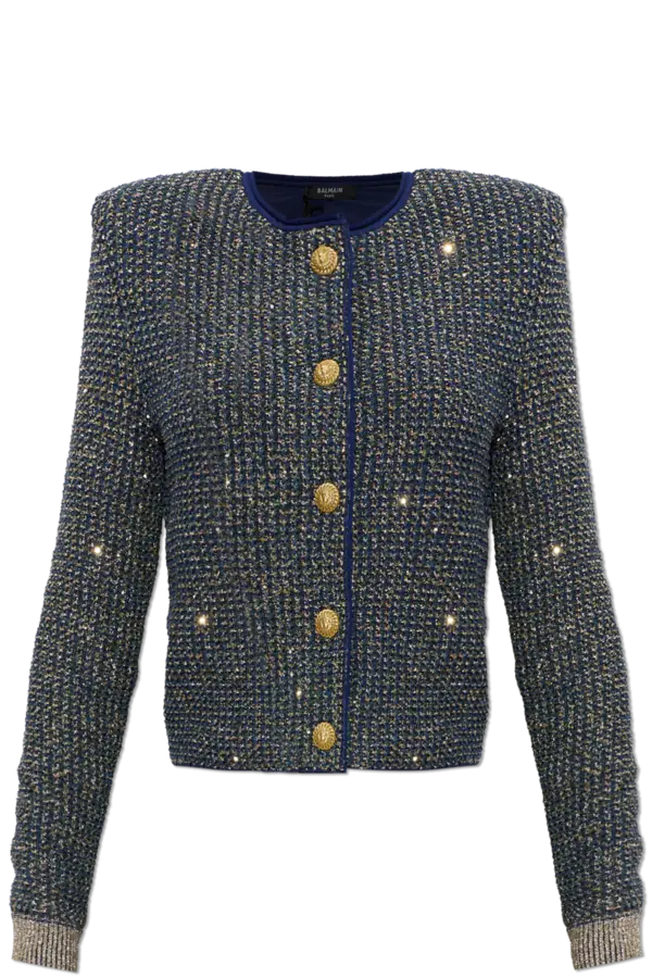 Balmain Sequin Cardigan - Navy Blue