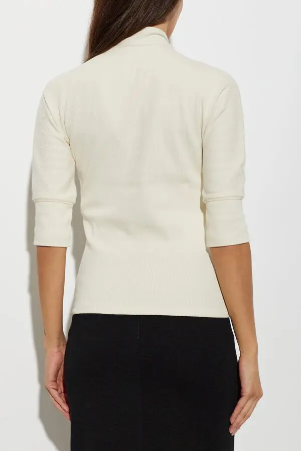 LEMAIRE Ribbed Cardigan With Decorative Neck Tie
