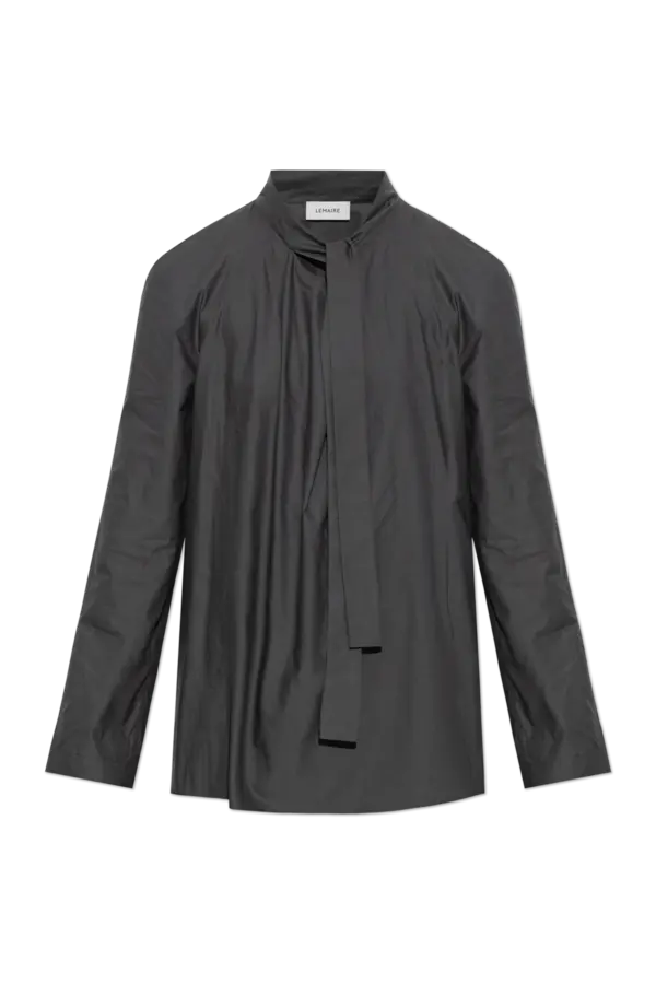 LEMAIRE Top With Decorative Tie At The Neckline - Grey
