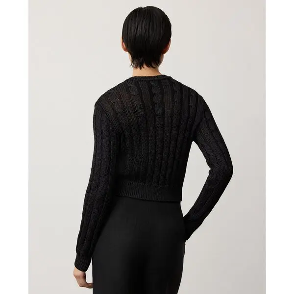 Ralph Lauren Cable-knit Cropped Silk Cardigan