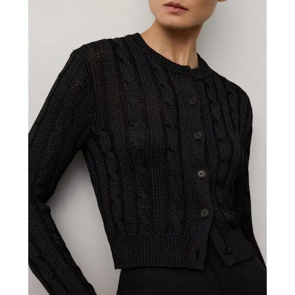 Ralph Lauren Cable-knit Cropped Silk Cardigan