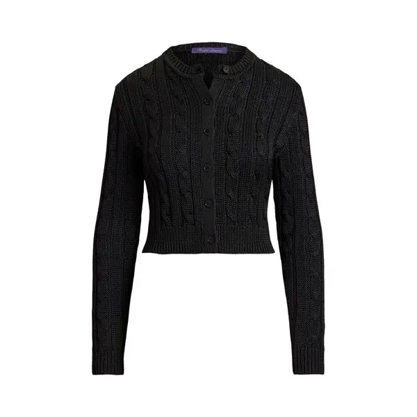 Ralph Lauren Cable-knit Cropped Silk Cardigan