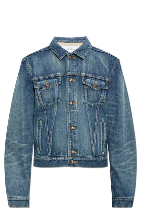 Alexander McQueen Denim Jacket With A 'vintage' Effect - Blue