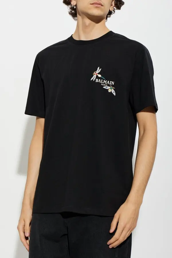 Balmain T-shirt With Colorful Embroidery