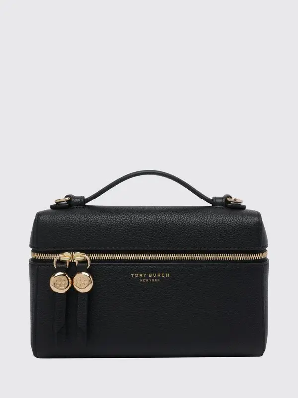 Tory Burch Romy Mini Handbag In Pebbled Leather - Black