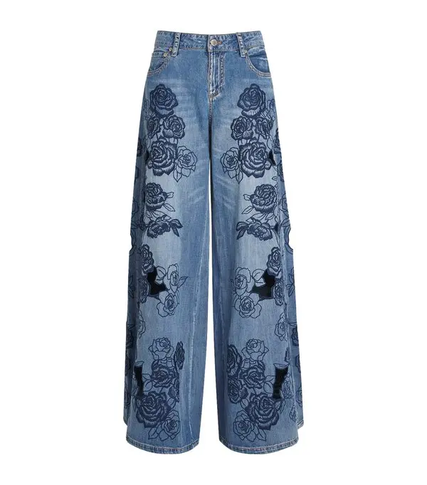 Alice + Olivia Sidney Laser-cut Jeans - Blue