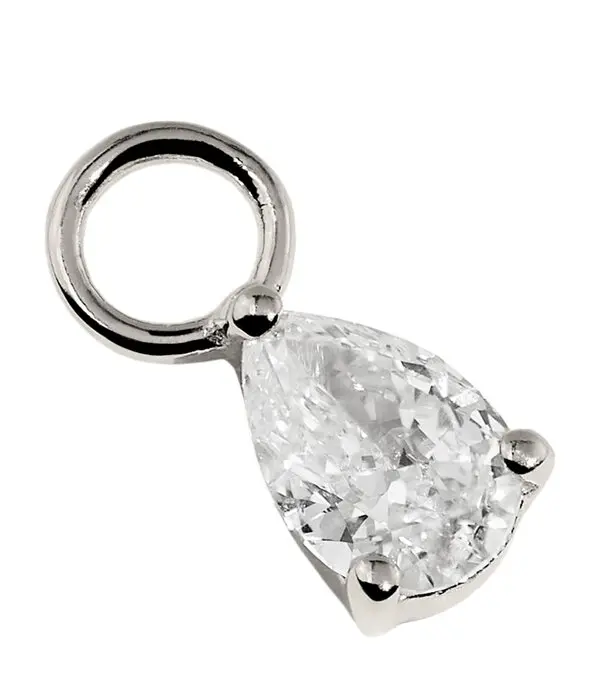 ASTRID & MIYU White Gold And Diamond April Birthstone Earring Charm - Silver