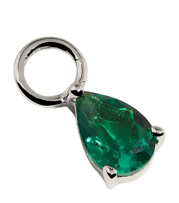 ASTRID & MIYU White Gold And Olivine Birthstone Earring Charm - Silver