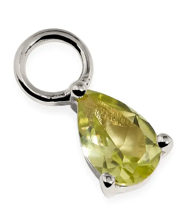 ASTRID & MIYU White Gold And Olivine Pear-cut Charm - Silver